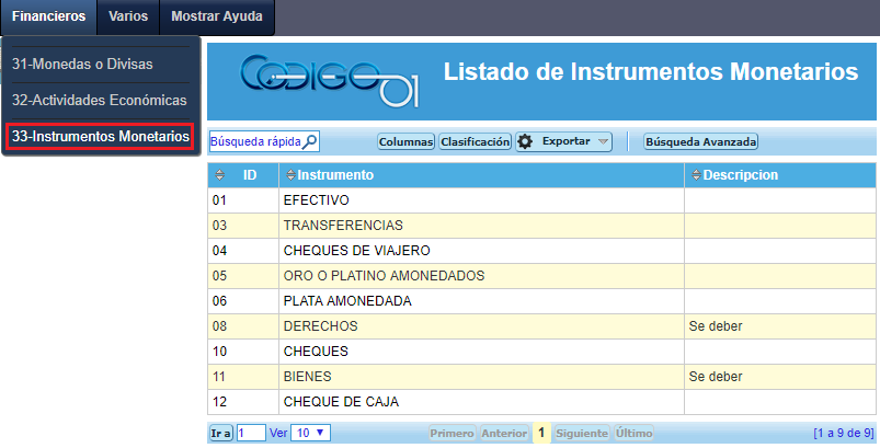 33 - Instrumentos Monetarios.